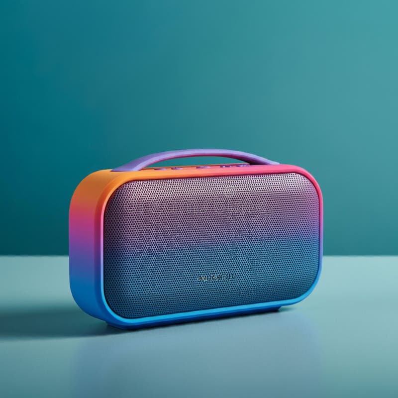A Portable Speaker with a Colorful Gradient Design, Featuring Tones of ...