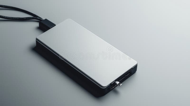Portable Ssd Drive with Attached Cable Modern Workspace Tech Product ...