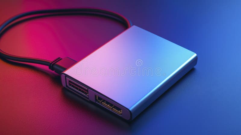 Portable Ssd Drive with Attached Cable Modern Workspace Technology ...