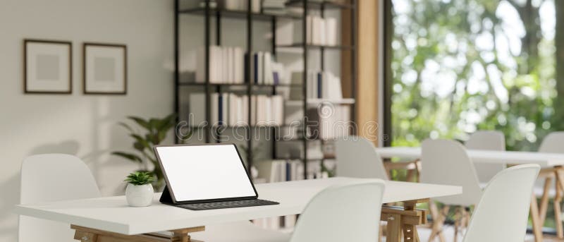 Portable Tablet Mockup with Wireless Keyboard on Table in Modern ...