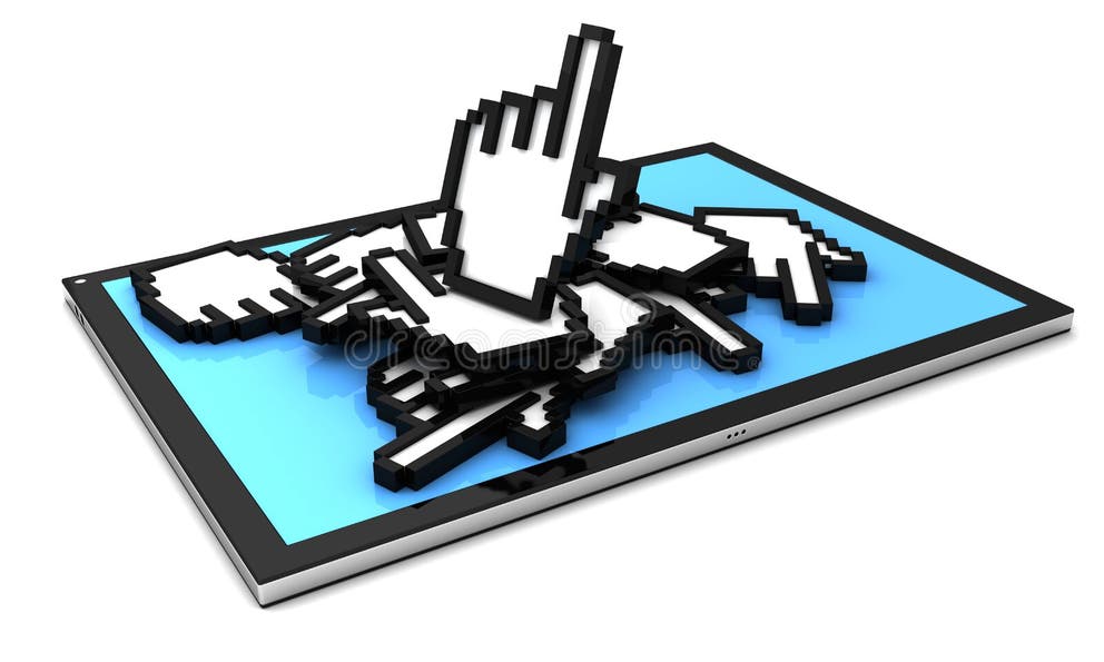 Portable Tablet Pc with Hand Cursor Stock Illustration - Illustration ...