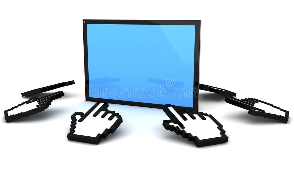 Portable Tablet Pc with Hand Cursor Stock Illustration - Illustration ...