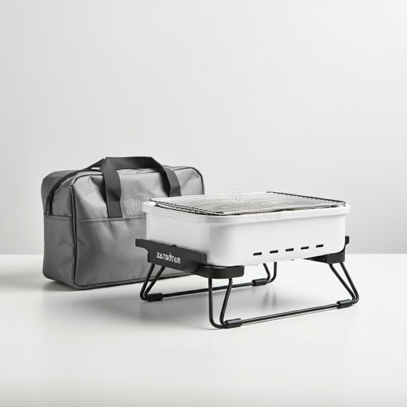 Portable Tabletop Grill with a White Rectangular Body and Black Wire ...