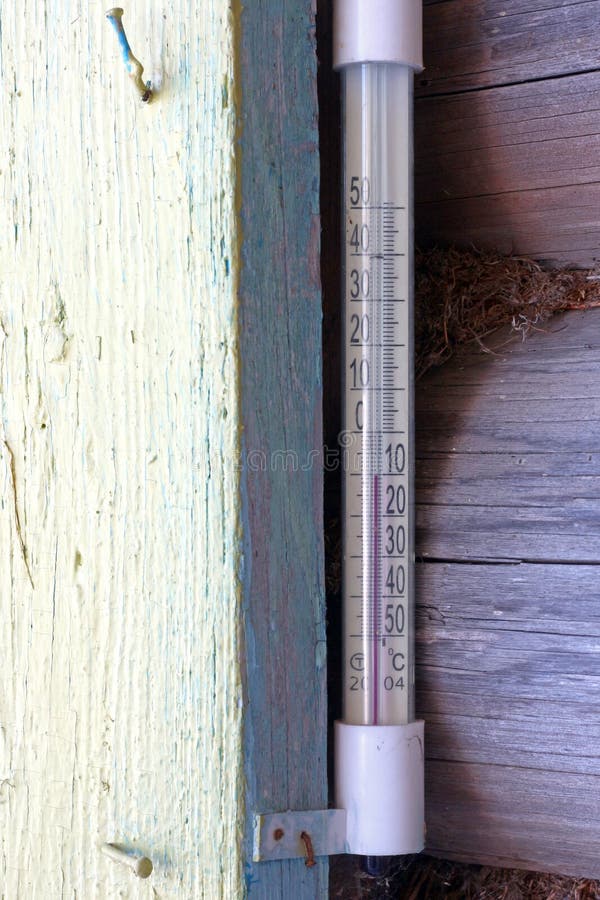 Portable Thermometer with Negative Outdoor Temperatures Stock Image ...