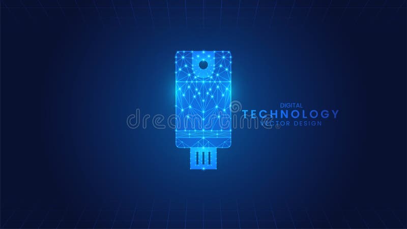 Portable Usb Drive Design Stick. Polygone Outline Concept Stock Vector ...
