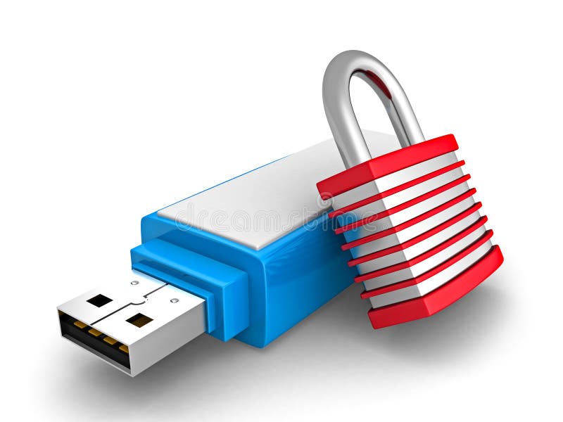 Portable USB Flash Drive with Security Padlock Stock Illustration ...