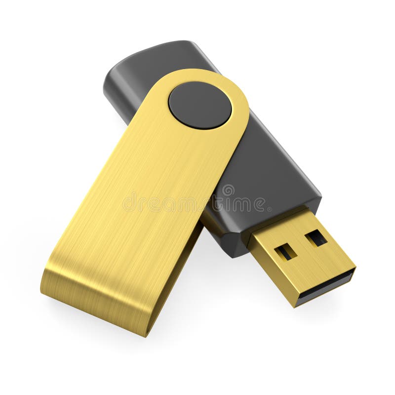 Portable USB Flash Drive Stick for Workspace Isolated on White ...