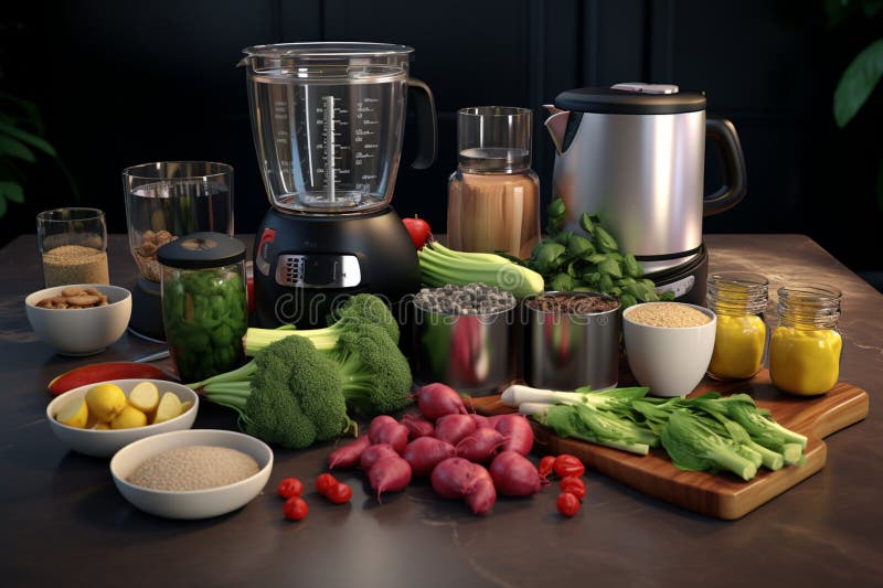 Portable and Versatile Food Processors with Multip Stock Illustration ...