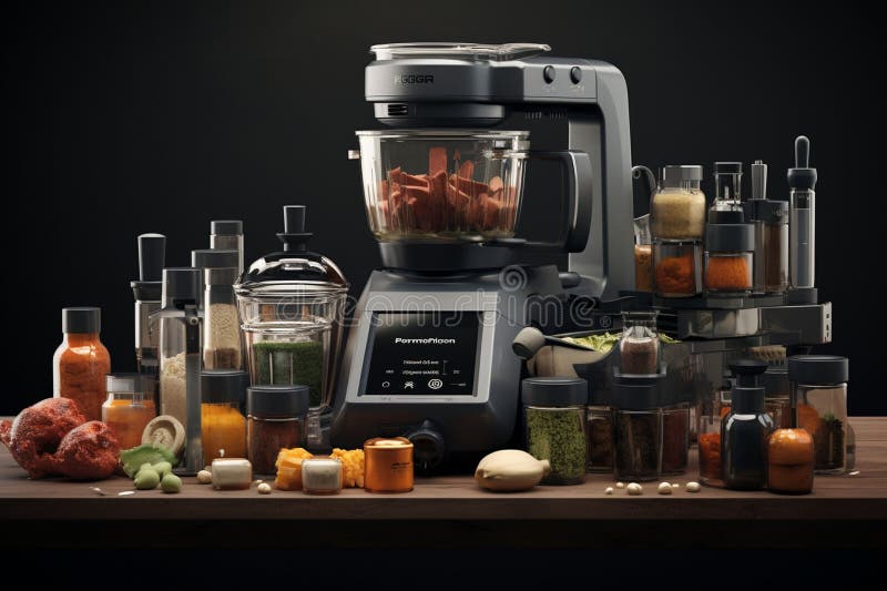 Portable and Versatile Food Processors with Multip Stock Illustration ...
