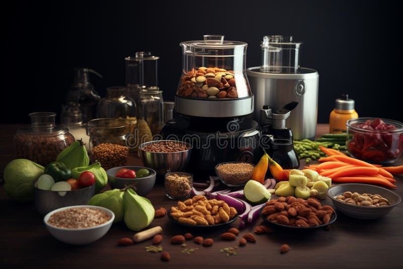 Portable and Versatile Food Processors with Multip Stock Illustration ...