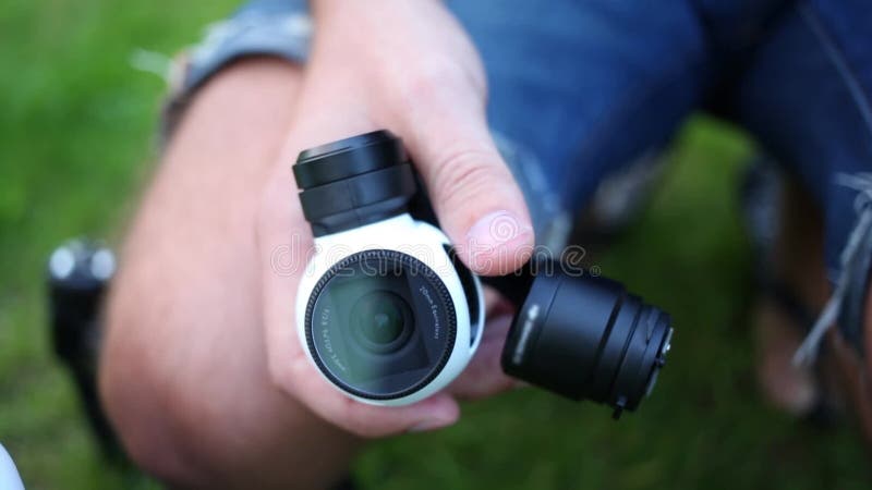 Portable Video Camera Lens with Bracing in Human Stock Footage - Video ...