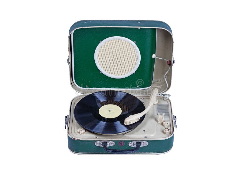 Portable Vinyl Player Isolated on White Stock Photo - Image of retro ...