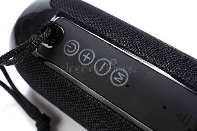 Portable Wireless Speaker Isolated on White Background. Black Sound ...