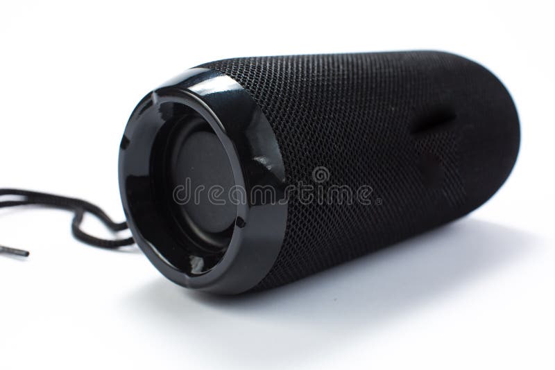 Portable Wireless Speaker Isolated on White Background. Black Sound ...