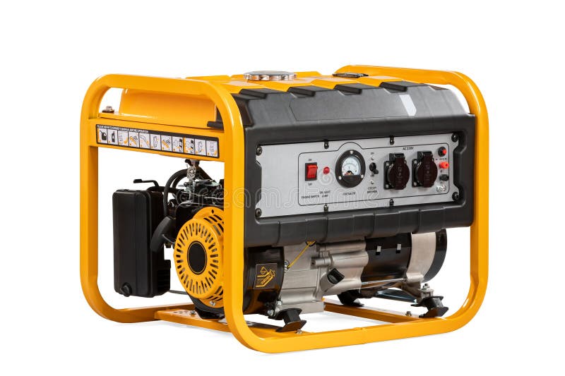 Portable Yellow Electric Generator Isolated on White for Backup Energy ...