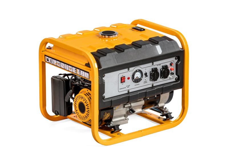 Portable Yellow Electric Generator Isolated on White for Backup Energy ...