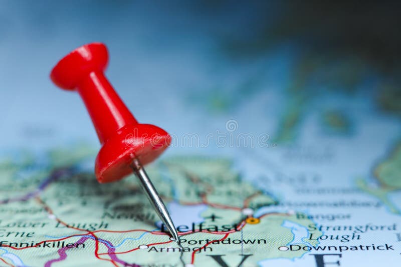 Portadown, Northern Ireland Pin on Map Stock Photo - Image of guidance ...