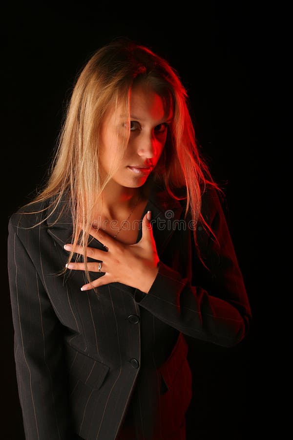 Portait of a Beautiful Girl Made with Ring Light and Some Red Backlight ...