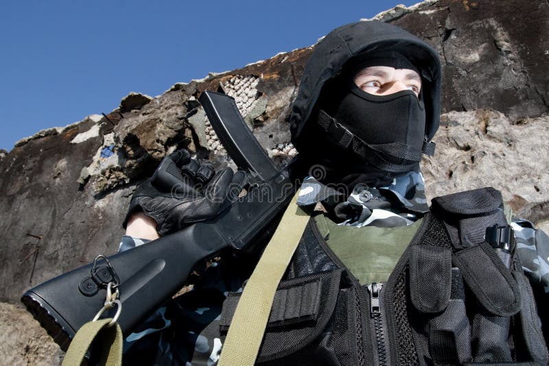 Portait of a Soldier with AK-47 Rifle Stock Photo - Image of caucasian ...
