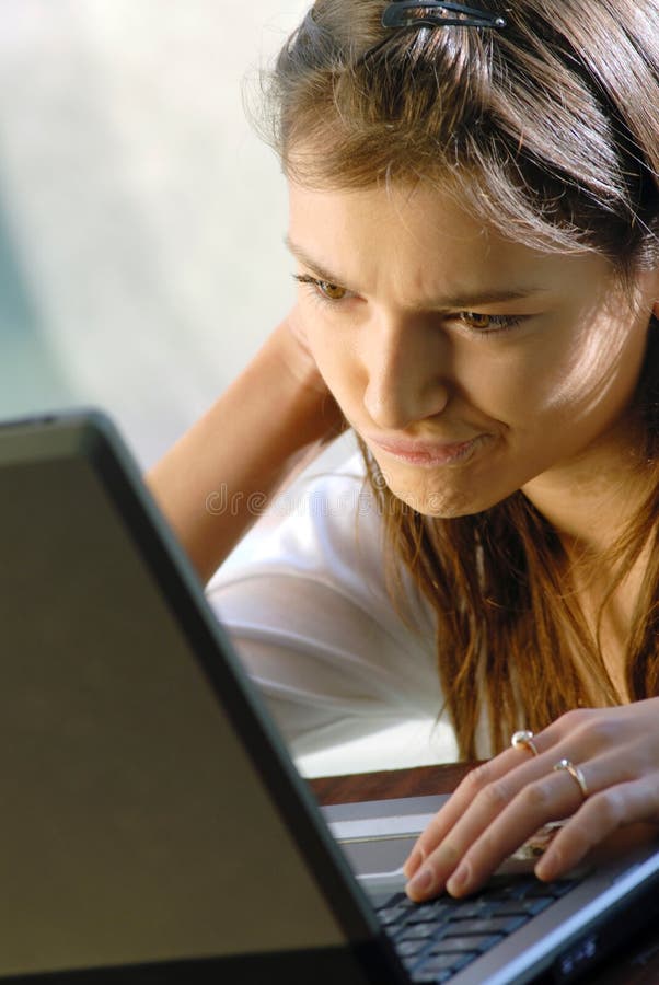 Woman and laptop computer stock photo. Image of caucasian - 4901710