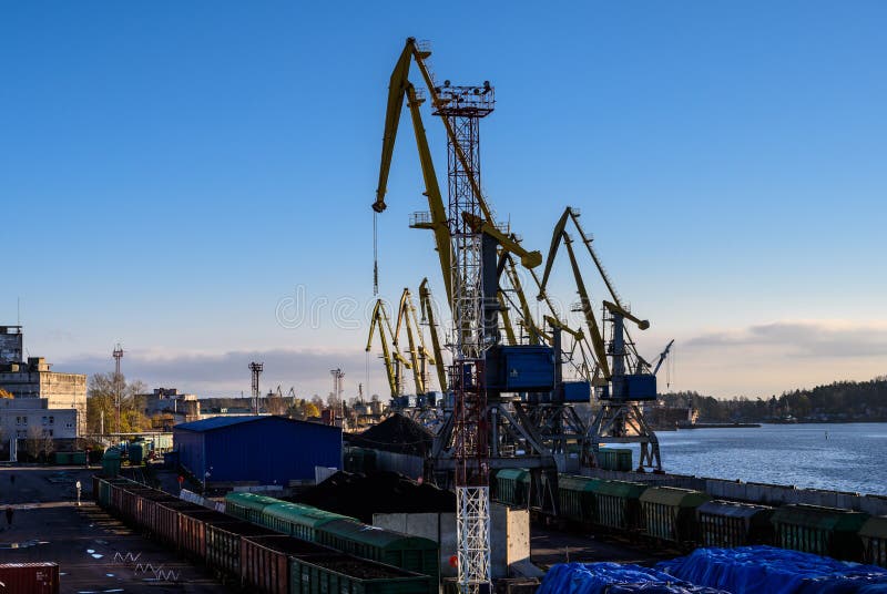 Portal Crane. Portal Crane in the Port. Cargo Loading Area Stock Image ...