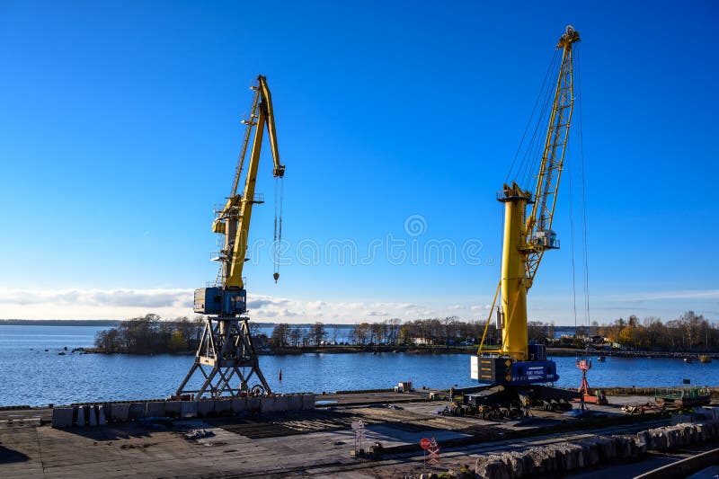 Portal Crane. Portal Crane in the Port. Cargo Loading Area Stock Image ...