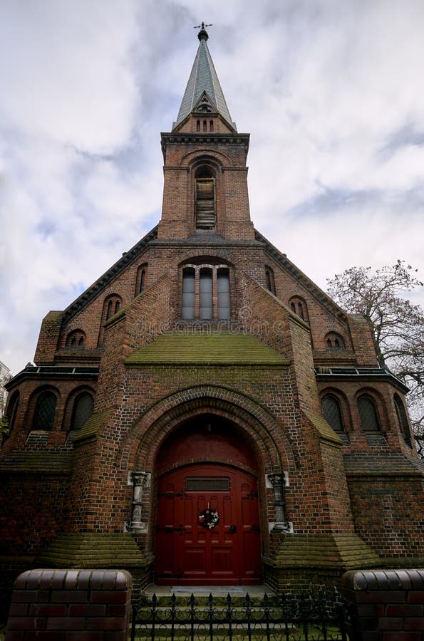 Portal and Doors in a Protestant Gothic Church Stock Image - Image of ...