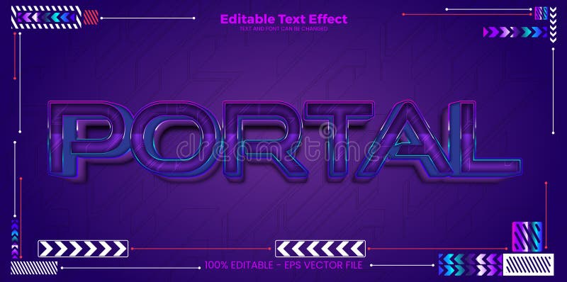Portal Editable Text Effect in Modern Cyber Trend Style Stock Vector ...