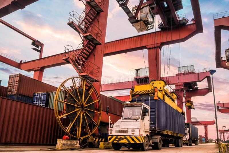 Container terminal stock image. Image of iron, delivery - 99856421