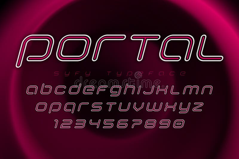 Portal Futuristic Display Font Design, Alphabet, Character Set Stock ... Portal Futuristic Display Font Design, Alphabet, Character Set Stock ...