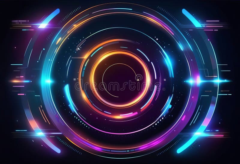Portal and Hologram Futuristic Circle Elements. Sky-fi Digital Hi-tech ...