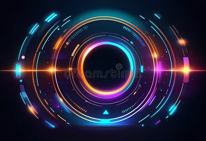Portal and Hologram Futuristic Circle Elements. Sky-fi Digital Hi-tech ...