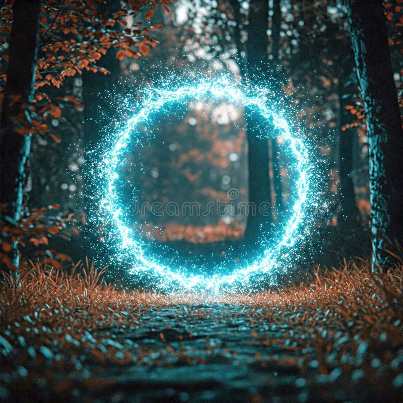 Circular Portal of Light and Magic Deep in the Woods - AI Stock ...