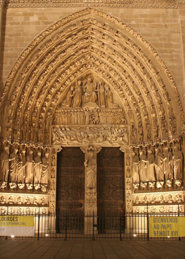 Paris - Portal Of Saint Denis - Gothic Cathedral Stock Image - Image of ...