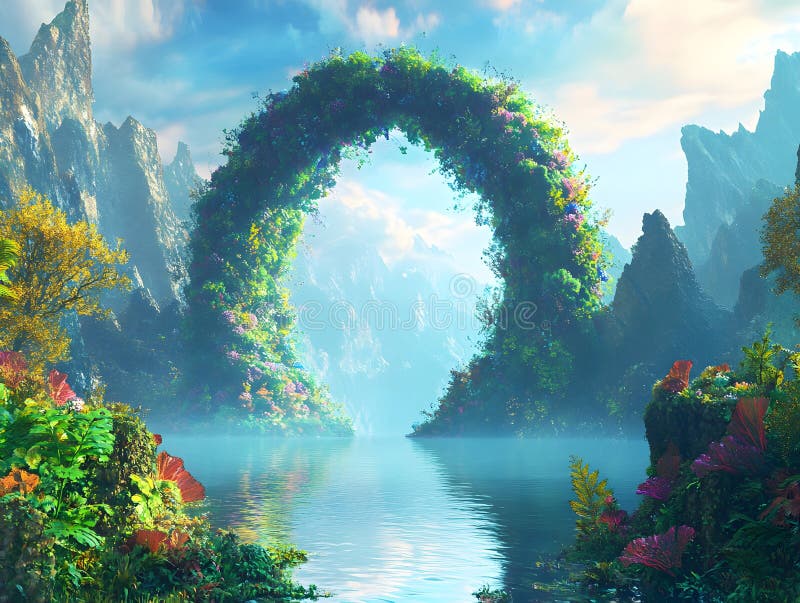 A Portal Opening into a Vibrant Alien World Stock Illustration ...