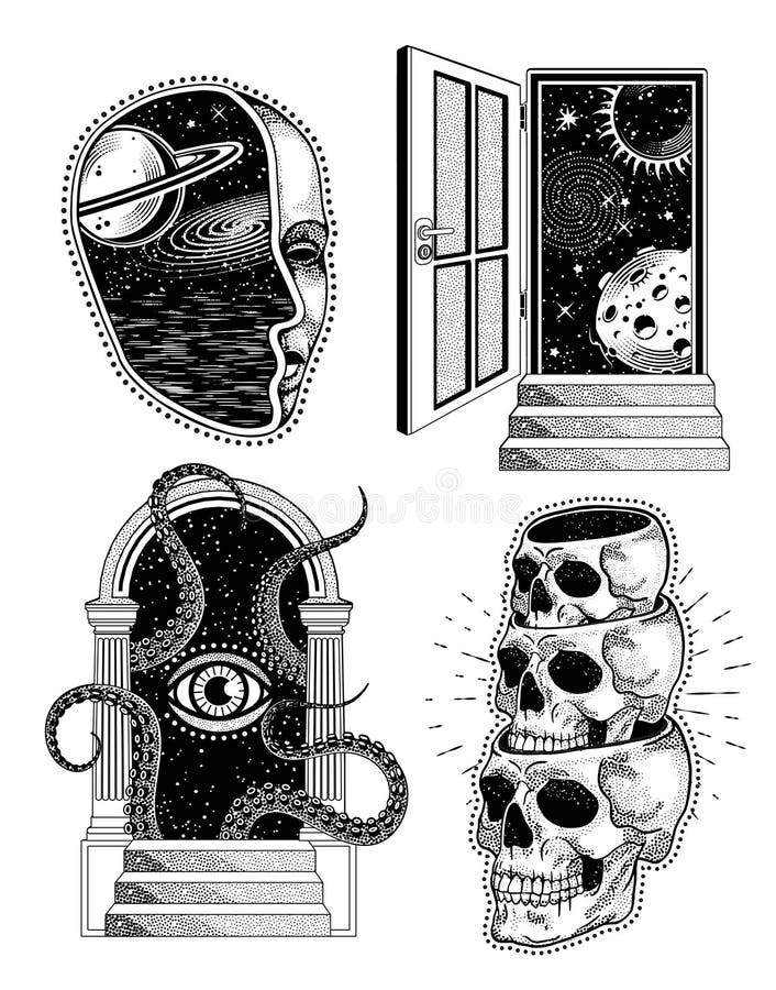 Portals To Space, Skulls Collection, Human Head Space Elements Stock ...