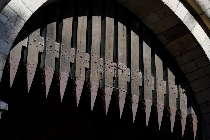 Portcullis with Metal Spikes in Cologne Stock Image - Image of fortress ...