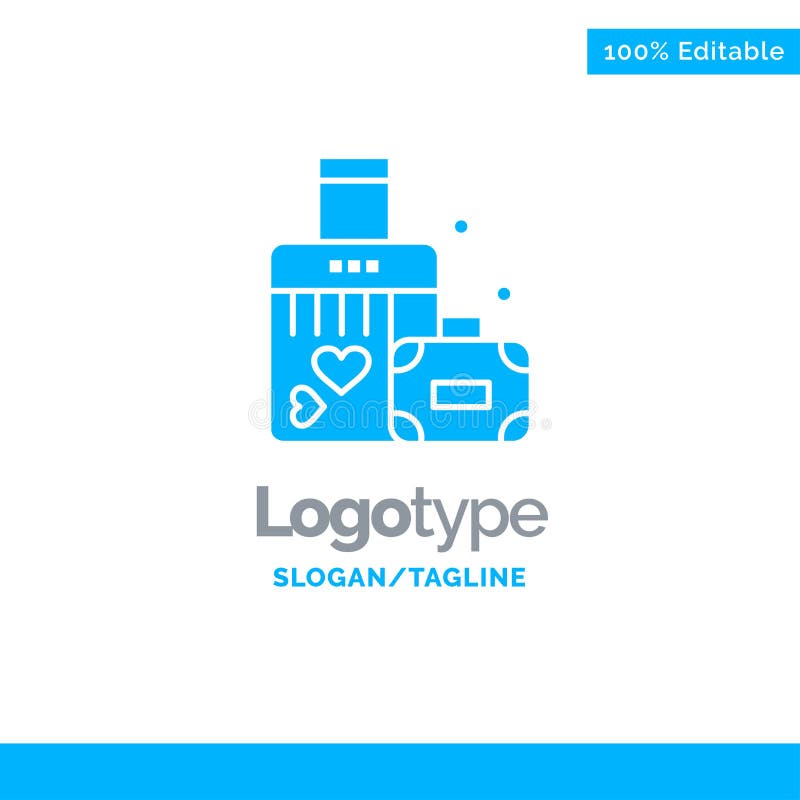 Porte-documents, Love, Heart, Wedding Blue Solid Logo Template Place De ...