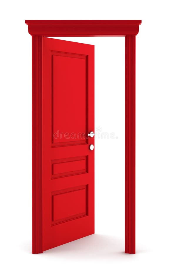Ouvrez La Porte Rouge D'isolement Sur Un Fond Blanc Illustration Stock ...