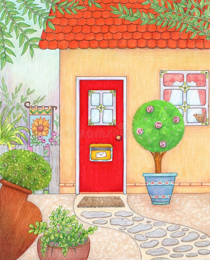 Porte rouge illustration stock. Illustration du retrait - 36560109