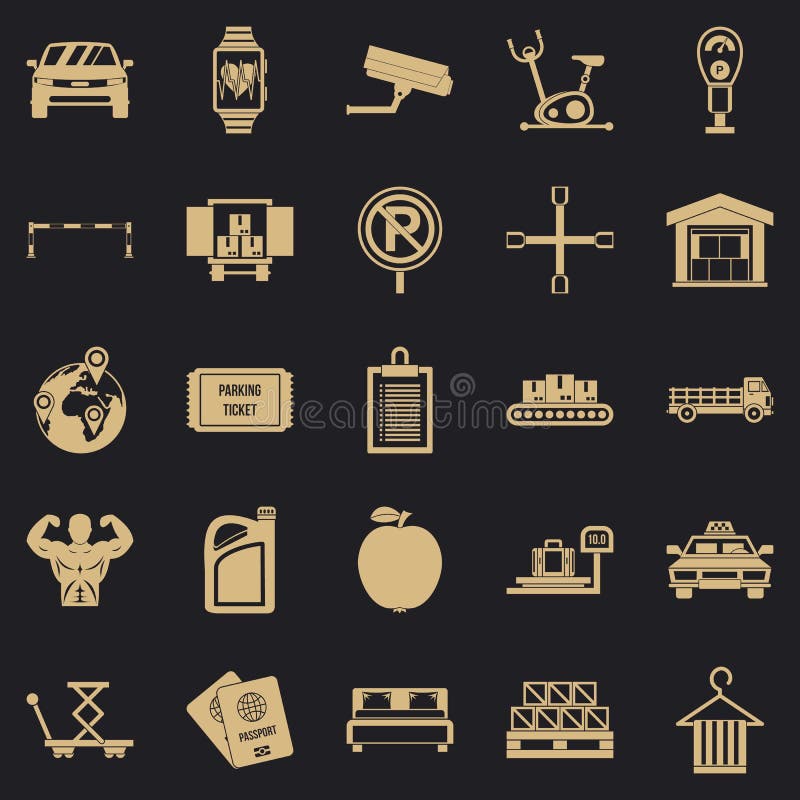 Porter Icons Set, Simple Style Stock Vector - Illustration of loader ...