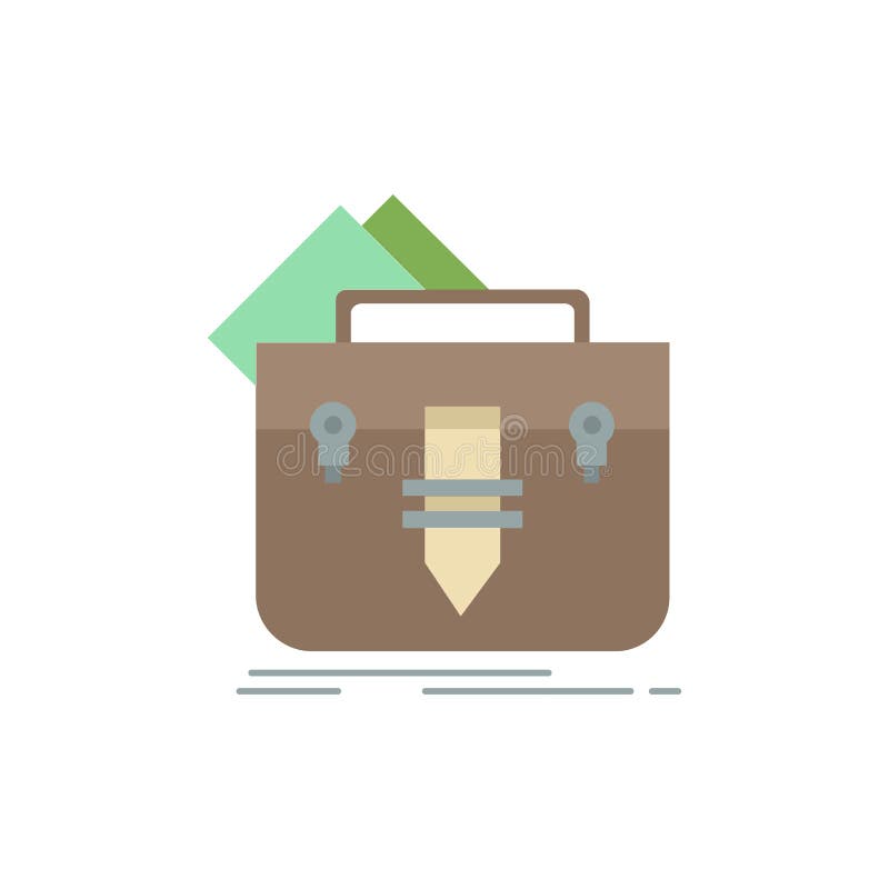 Portfolio, Bag, File, Folder, Briefcase Flat Color Icon Vector Stock ...