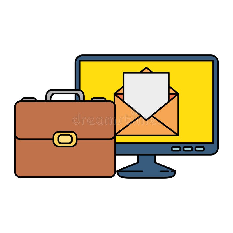 Portfolio Briefcase with Computer and Email Stock Illustration ...