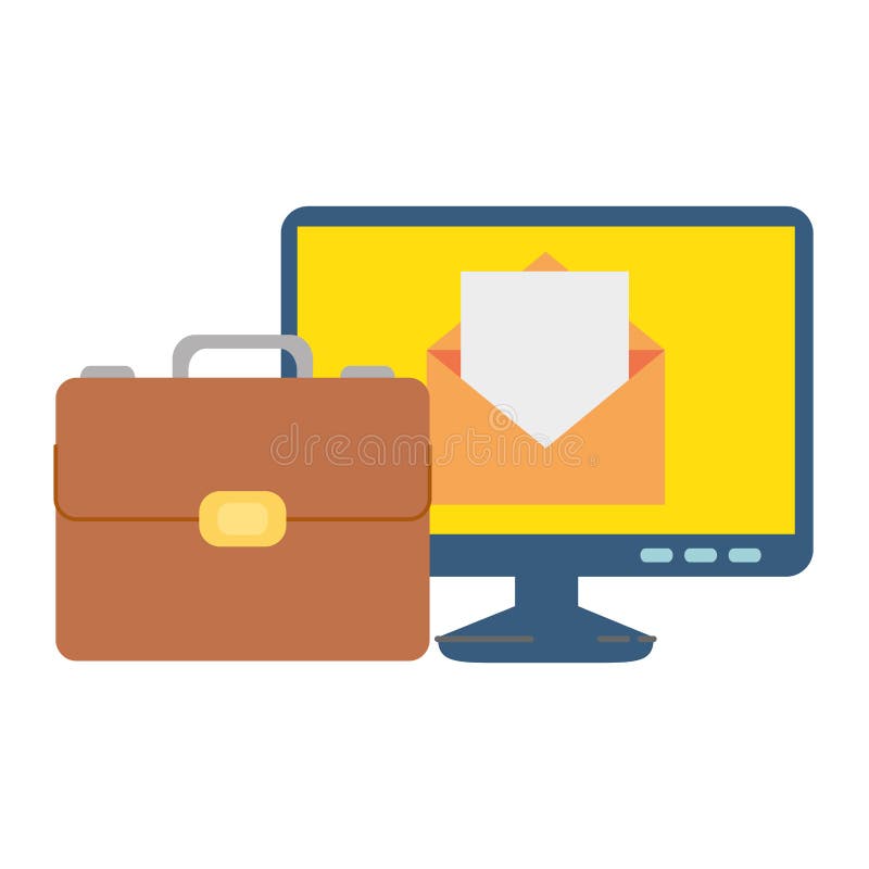 Portfolio Briefcase with Computer and Email Stock Vector - Illustration ...