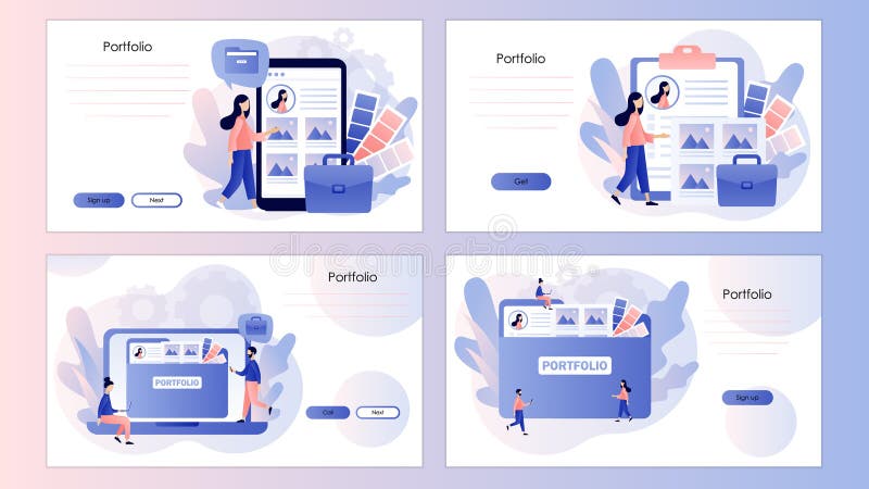 Portfolio Concept. Briefcase with Work Gallery and File Collection ...