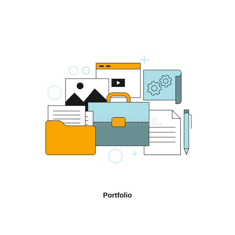 Portfolio Concept. Briefcase with Work Gallery and File Collection ...