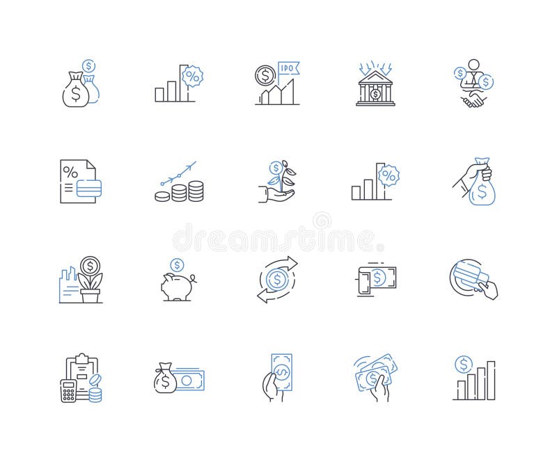 Portfolio Diversification Line Icons Collection Allocation Assets