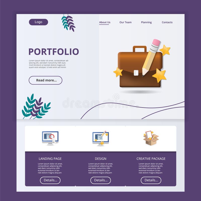 Portfolio Flat Landing Page Website Template. Landing Page, Design ...