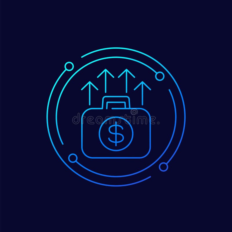 Portfolio Growth and Profit Increase Icon, Linear Stock Vector ...