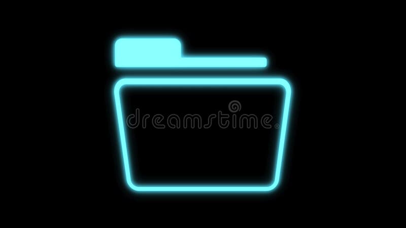 Portfolio Icon with Blue Neon Light in Blinking Effect. Stock Footage ...